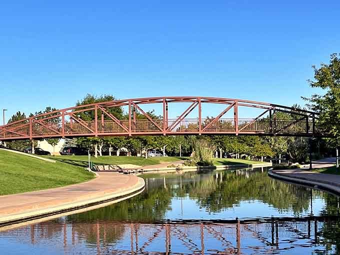 Bridges and flowing water create an urban oasis that feels worlds away from everyday Colorado.