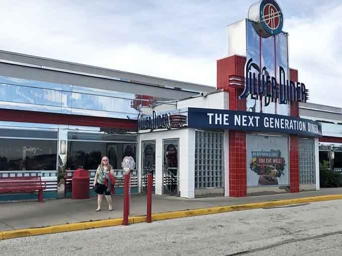 The "Next Generation Diner" sign towers above like a beacon guiding hungry travelers to breakfast paradise.