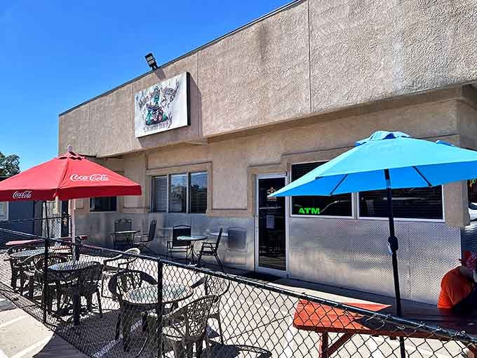 The unassuming exterior of Western Omelette 2 proves once again that the best breakfast spots often hide in plain sight, with colorful umbrellas promising sunshine even on cloudy days.