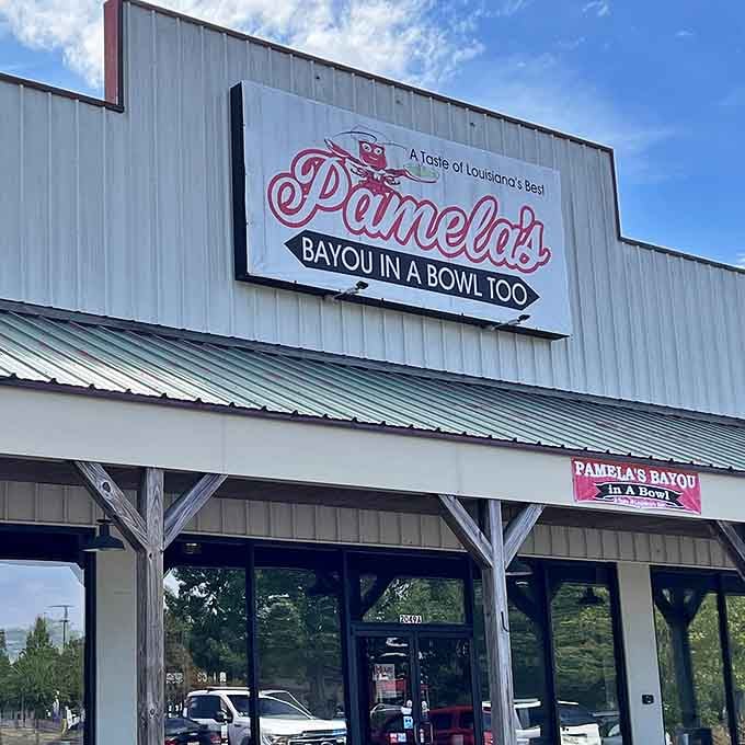 The unassuming exterior of Pamela's Bayou In A Bowl Too promises what every great Louisiana eatery should: authentic flavors without the fancy facade.