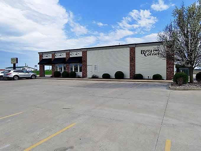Where farm country meets comfort food heaven &ndash; Busy Corner's brick and mortar presence stands proudly against the Illinois sky.