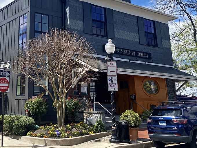 The charming exterior of Mt. Washington Tavern welcomes you with its distinctive green siding and warm wooden entrance&mdash;like a sophisticated treehouse for grown-ups who appreciate good oysters.