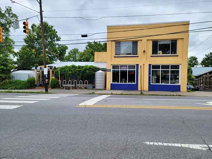 That cheerful yellow and blue exterior isn't just paint, it's a beacon of breakfast hope in West Asheville.