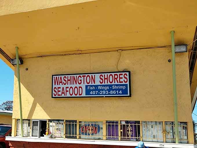 The sign says it all: Fish, Wings, Shrimp. In a world of complicated menus and fusion confusion, there's something refreshingly honest about this straightforward promise.