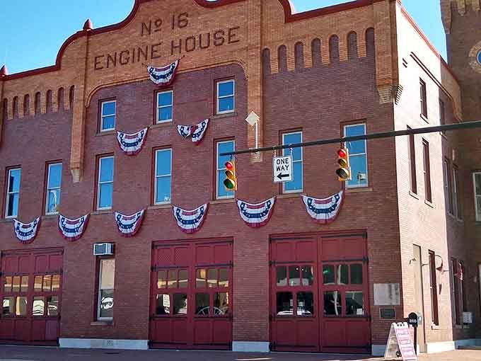 This historic firehouse stands proud on its corner, still looking ready to answer the call after all these years.