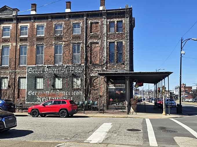 The ivy-covered brick facade tells you this restaurant has been serving authentic German food long enough to earn serious street credibility.