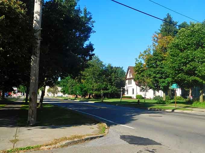 Tree-lined streets where the biggest rush hour involves maybe three cars and someone walking their dog.