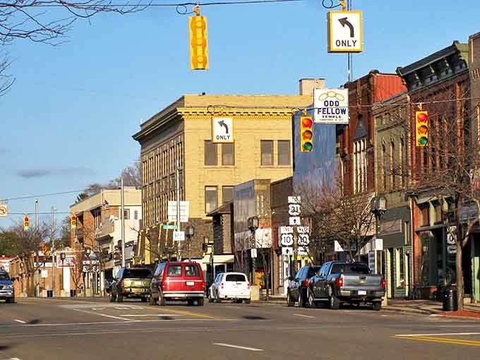 Historic brick buildings line Ludington's charming downtown, where local shops thrive without the tourist-trap prices.