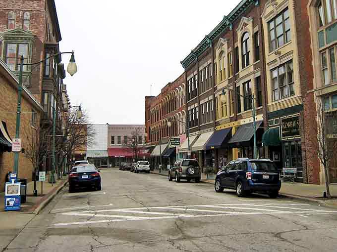 Historic brick buildings line Decatur's downtown streets, where charm and affordability meet in a walkable shopping district that won't break the bank.