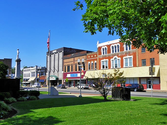 Historic brick facades line Madisonville's Main Street, where architectural character meets small-town charm without big-city price tags.