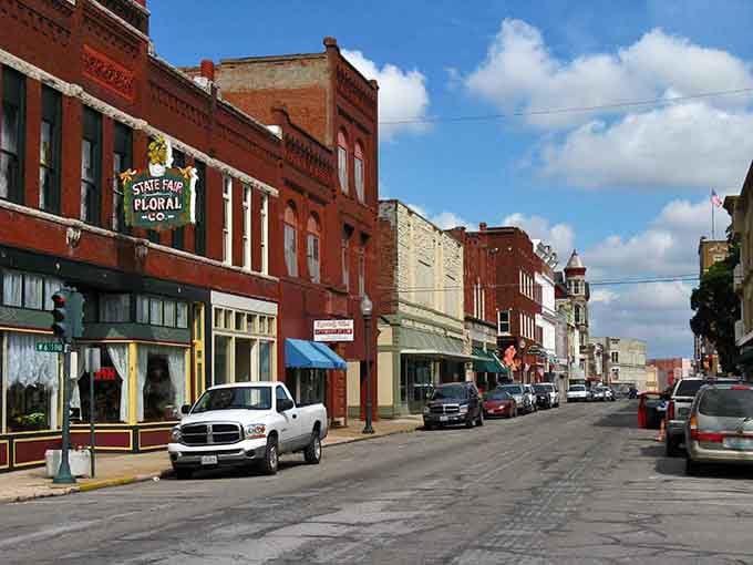 State Fair Floral's vintage sign stands proudly among the well-preserved brick facades that give downtown Sedalia its timeless charm.