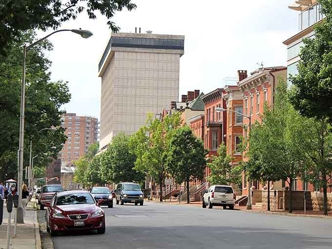 Historic charm meets urban affordability along Trenton's tree-lined streets, where brick row houses tell stories of the past while offering budget-friendly living options today.