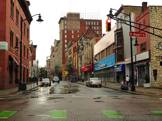 Downtown Trenton's historic North Broad Street, where affordable urban living meets classic architecture in New Jersey's capital city.