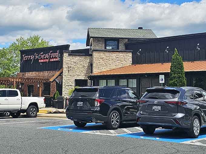 Brick, stone, and seafood magic – Jerry's exterior might be modest, but inside awaits a crab cake experience that will haunt your dreams.