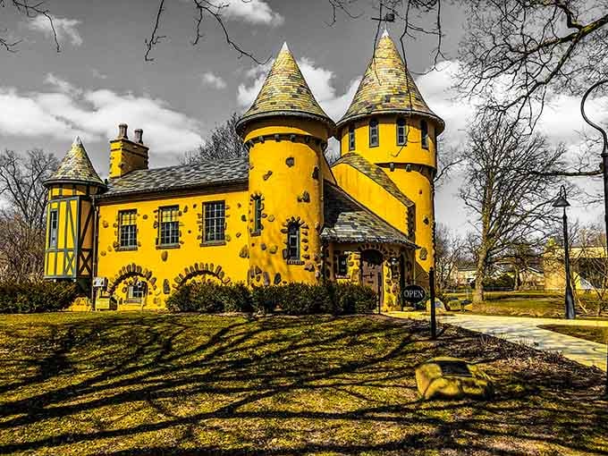 That moment when a bright yellow castle appears in small-town Michigan and you question your GPS entirely.