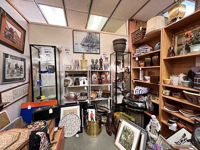 Display cases protecting treasures like a museum, except here you can actually take everything home with you.