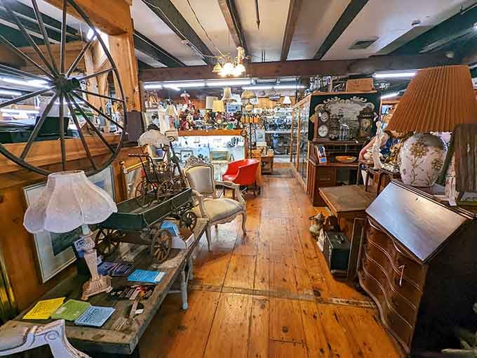 Every aisle reveals another era's treasures, from Depression glass to mid-century modern finds waiting for discovery.