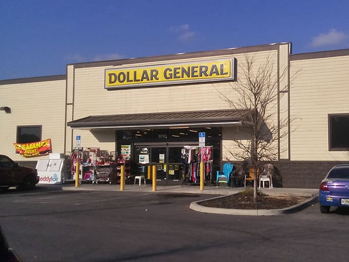 That yellow and black sign beckons like a lighthouse for budget-conscious shoppers navigating Florida's retail seas.