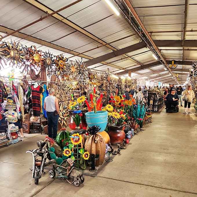 Endless aisles of treasures await under those industrial ceilings where bargain hunting becomes an Olympic sport.