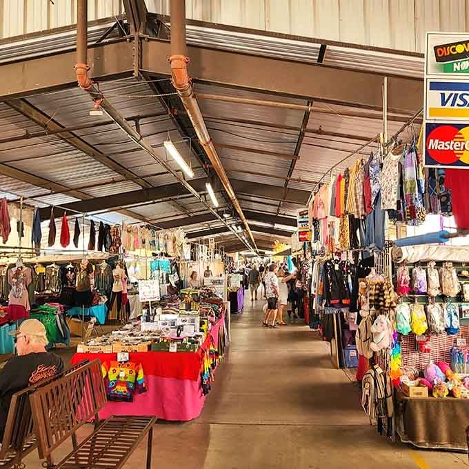 Row after row of vendor stalls stretch into the distance like a shopper's fever dream come true.