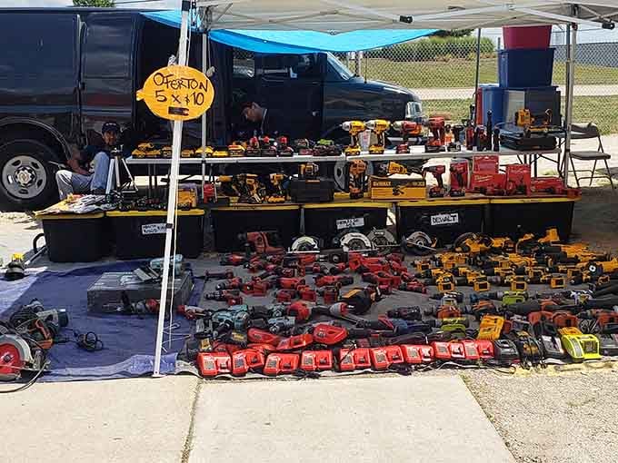 Tool paradise! This vendor's display could outfit an entire construction crew or finally complete that home workshop you've been dreaming about.