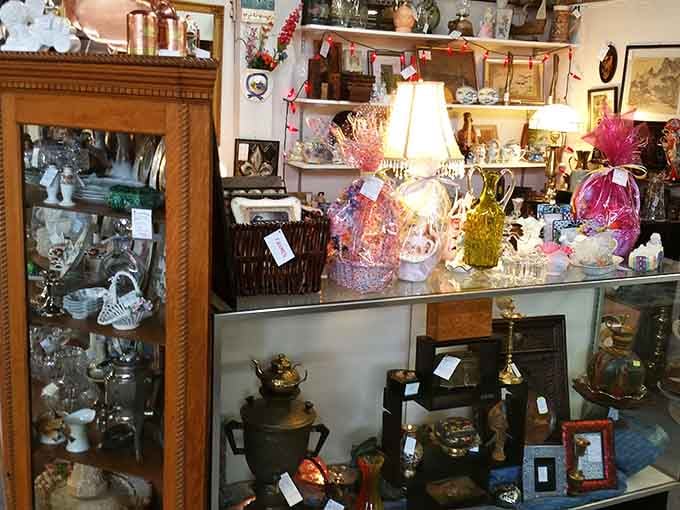 Vintage furniture stretching into the distance like an indoor antique safari, where comfortable shoes become absolutely mandatory survival gear.