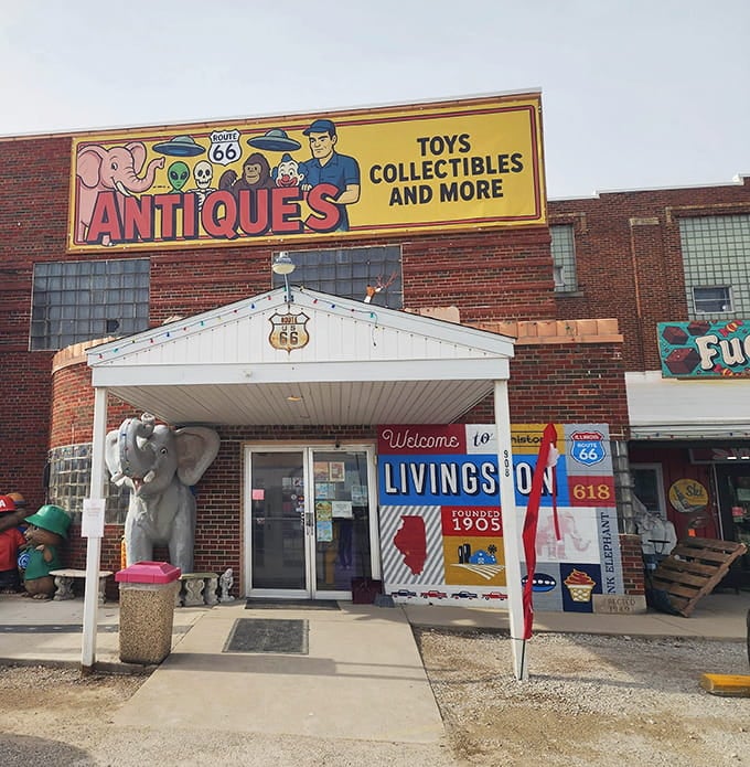 That pink elephant isn't just for show &ndash; it's your beacon to treasure-hunting paradise in small-town Illinois.