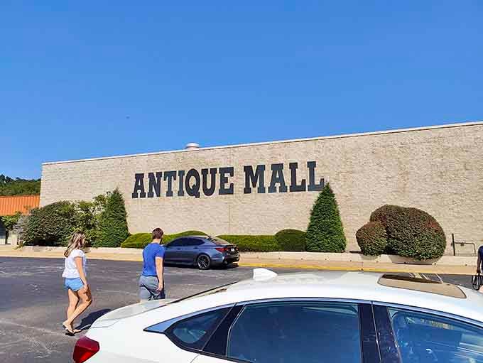 Eager shoppers heading toward the entrance know exactly what awaits inside those walls of wonder.