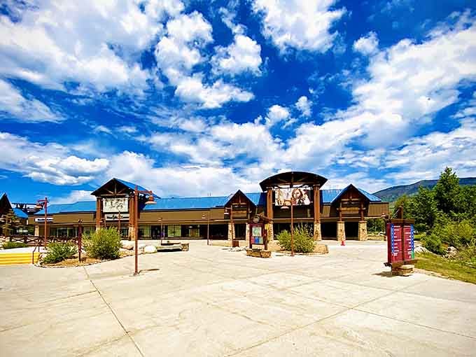 Mountain architecture meets retail therapy in a setting that makes even outlet shopping feel like a vacation destination.