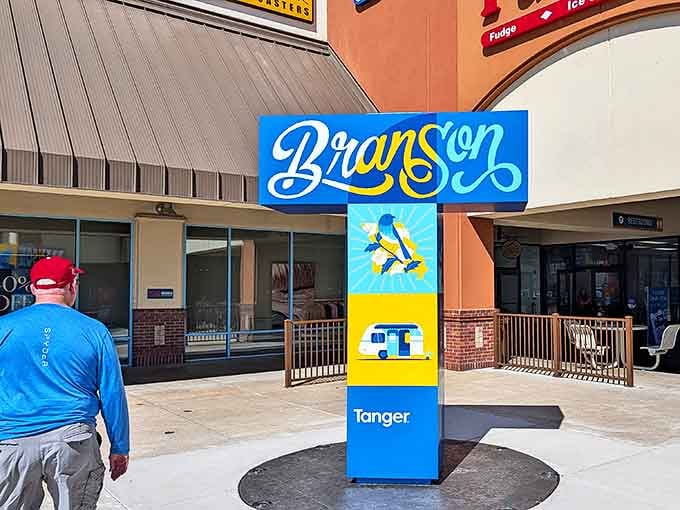 Welcome to Branson! The colorful entrance sign at Tanger Outlets greets shoppers ready for amazing deals.