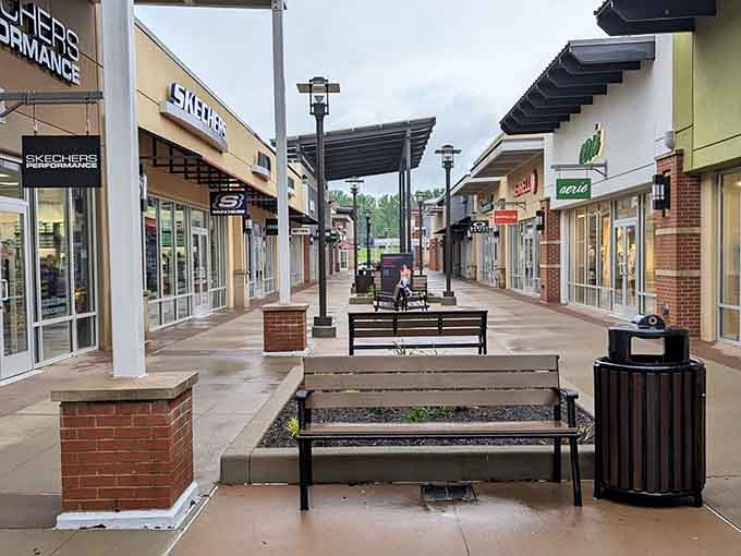 Those benches aren't just for resting your feet&mdash;they're strategic planning stations for your next shopping conquest.