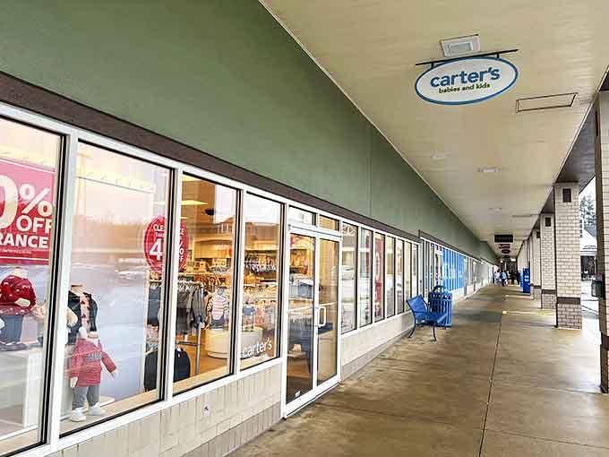Carter's covered walkway offers shoppers protection from New Hampshire's famously fickle weather &ndash; because nothing ruins a good deal like unexpected precipitation on your new purchases.