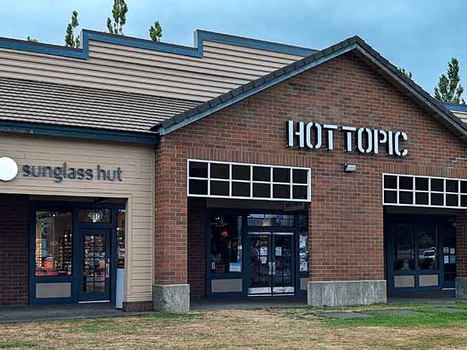 Hot Topic still knows how to make a statement, even when surrounded by sensible outlet shopping neighbors.