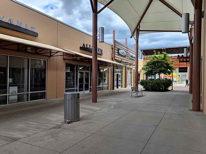 Empty walkways in early morning &ndash; the calm before the shopping storm. This is the equivalent of finding front-row parking at Costco on a Saturday.