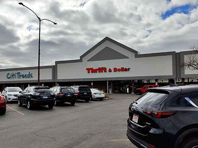 The unassuming storefront hides a universe of possibilities behind those red letters. Like a TARDIS for bargain hunters, it's bigger on the inside.