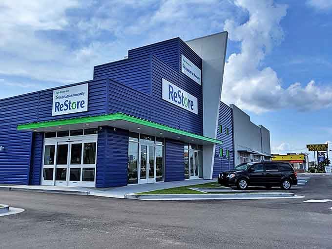 Architectural ambition meets affordable accessibility at this ReStore location. The contemporary design proves second-hand shopping can be first-class.