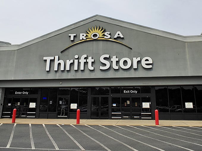 The iconic TROSA sign beckons bargain hunters like a lighthouse guiding ships to treasure-filled shores.