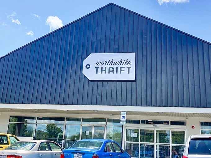 The clean exterior is just the beginning of this thrift shopping adventure waiting inside.