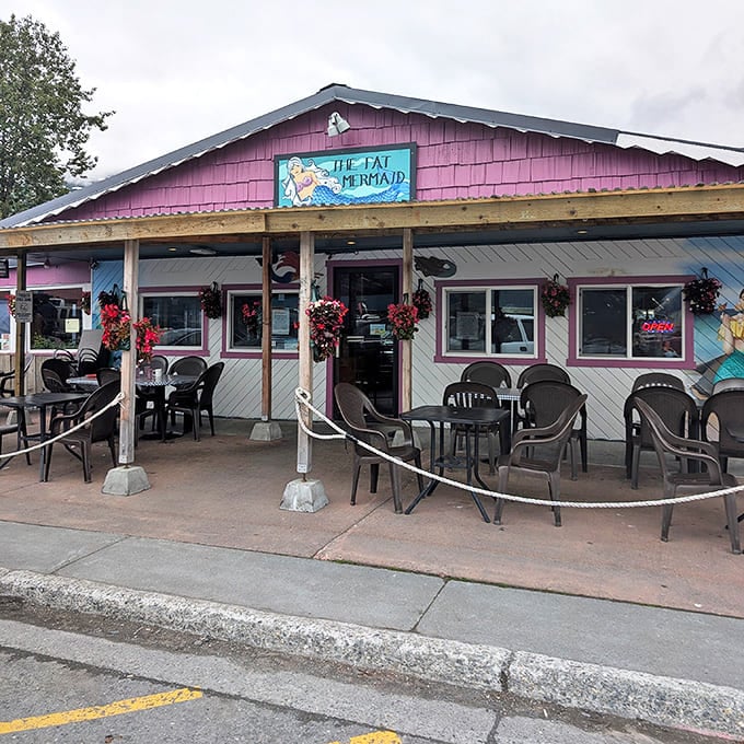 The Fat Mermaid's vibrant pink exterior isn't just a building&mdash;it's a promise of the colorful flavors waiting inside this Valdez treasure.