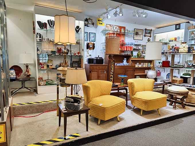 Those mustard-yellow chairs are calling your name louder than your mother at dinnertime ever did.