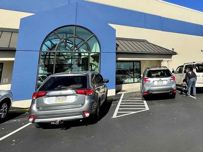 That distinctive blue and cream exterior isn't just eye-catching, it's your gateway to thrift store nirvana.