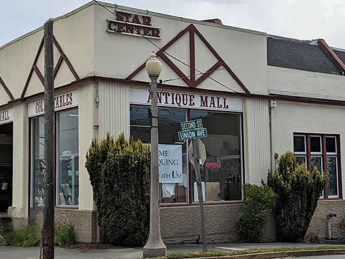 That Tudor-style facade isn't fooling anyone &ndash; this is where time travelers come to shop for their past lives.