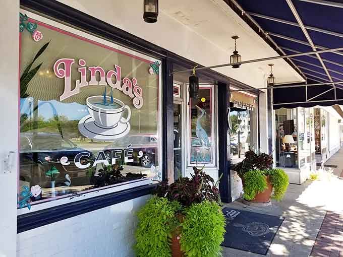 Morning sunshine reflects off Linda's iconic storefront, where the hand-painted coffee cup has been promising comfort and satisfaction to Maryland locals for years.