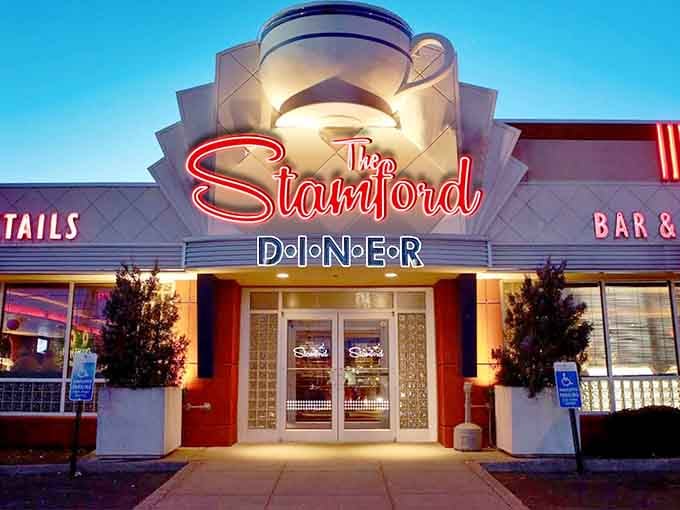 As twilight falls, The Stamford Diner transforms into a neon-lit time machine, promising comfort food that transcends decades and dietary resolutions alike.