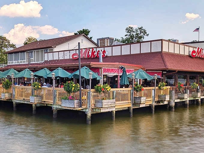 That waterfront deck isn't just a dining area, it's your front-row seat to the South River show.