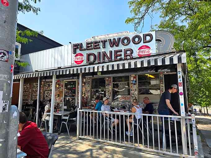 That gleaming silver exterior isn't trying to be retro—it's the genuine article, still shining after decades.