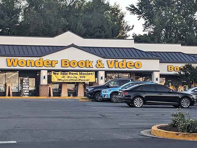 That bold yellow signage isn't just for show, it's a beacon calling book lovers from miles around Frederick.