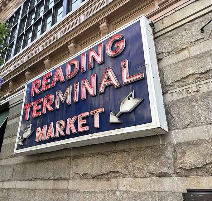 Reading Terminal Market's exterior stands proud, housing culinary treasures like Down Home Diner within its historic walls.
