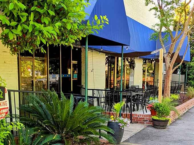 That distinctive blue awning marks the spot where Columbia locals have been finding their favorite comfort food for years.