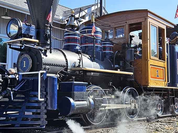 Steam locomotive #1 puffs to life, its gleaming brass and polished steel a testament to the volunteers who lovingly maintain these iron giants.